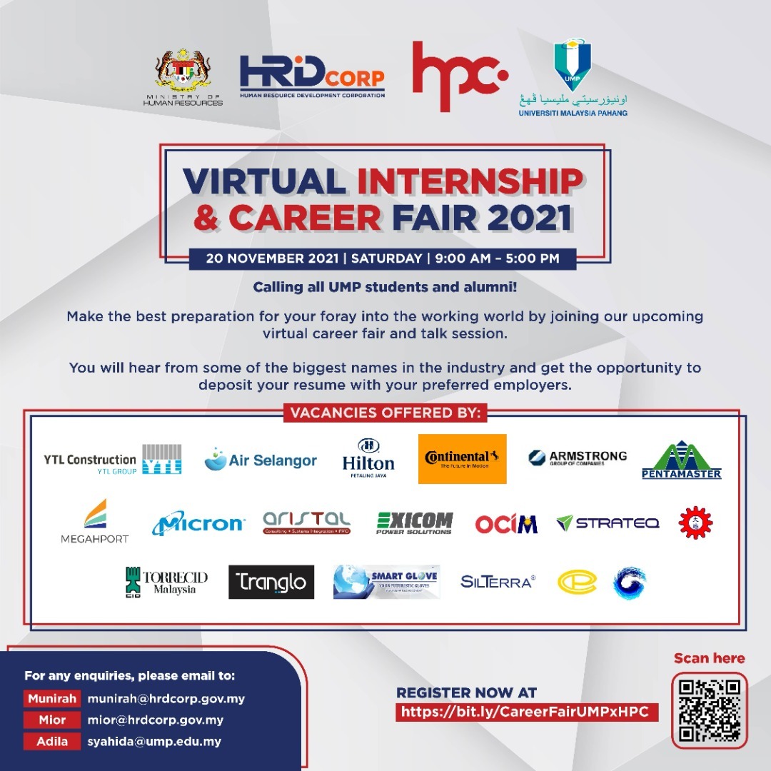 UMP & HPC Virtual Internship & Career Fair 2021 | Official Events of Universiti Malaysia Pahang ...